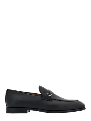 FERRAGAMO Moccasin With Gancini Ornament - Black