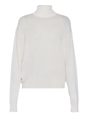 Prada Prada Cashmere Turtleneck Sweater Bianco