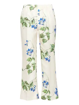 Prada Viola-print Bootcut Silk Pants - Talco