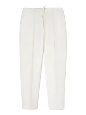 JIL SANDER Drawstring-waistband Cotton Trousers - White