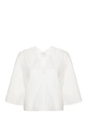 FORTE_FORTE Poplin Bell-sleeves Blouse - White