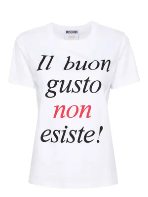 Moschino Slogan-print Organic-cotton T-shirt - White