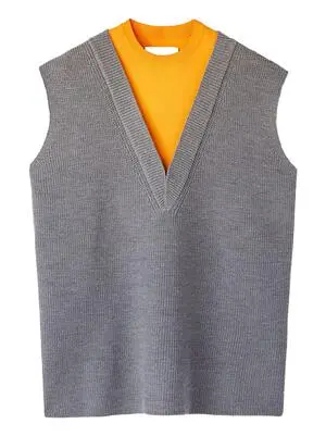JIL SANDER Two-tone Layered Knitted Vest