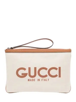 Gucci Logo-print Canvas Clutch - Neutrals
