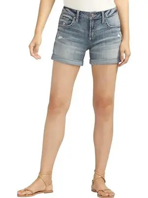 SILVER JEANS CO. Luxe Stretch Denim Boyfriend Shorts - Indigo