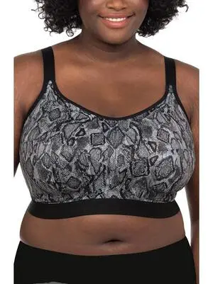 GODDESS Soft Cup Sports Bra - Grey/black Snake