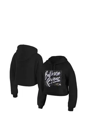 WEAR BY ERIN ANDREWS Baltimore Ravens Cropped Pullover Hoodie - Black