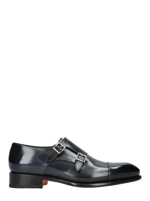 Santoni Leather Monk Shoes - Navy