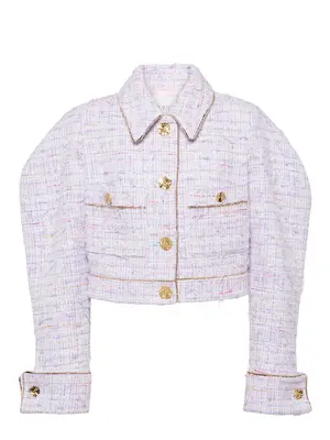 Nina Ricci Cropped Cotton-blend Tweed Jacket - Purple