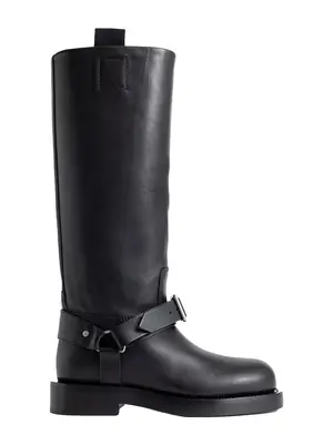 Burberry Saddle Knee High Boots - Black