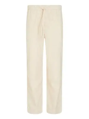 Frescobol Carioca Oscar Herringbone Linen-cotton Blend Drawstring Pants - Cream
