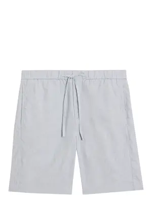 Frescobol Carioca Felipe Herringbone Linen And Cotton-blend Drawstring Shorts - Sky Blue
