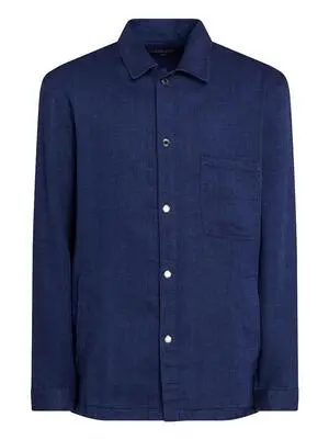 Frescobol Carioca Diego Linen And Cotton-blend Overshirt - Midnight Blue