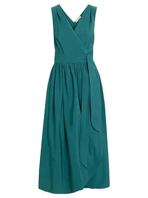 Vince Sateen Midi Wrap Dress - Teal
