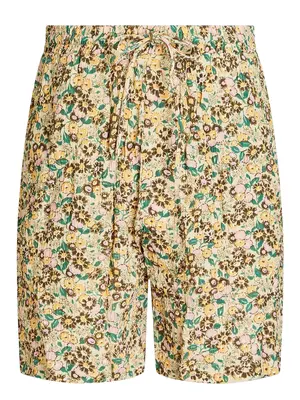 Nanushka Floral-print Crinkled Crepe Shorts - Beige