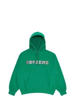 Supreme Collegiate Patchwork Leather Hooded Sweatshirt - Green