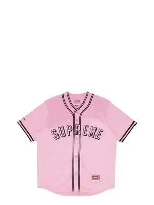 Supreme Supreme X Mitchell & Ness Satin Baseball Jersey Pink