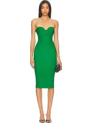 MORE TO COME Sophia Strapless Midi Dress - Kelly Green