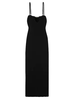 Jacquemus Embellished Ribbed-knit Midi Dress - Black