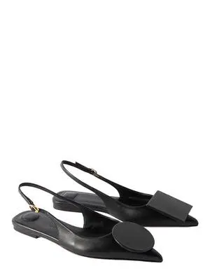 Jacquemus Duelo Embellished Leather Slingback Flats - Black