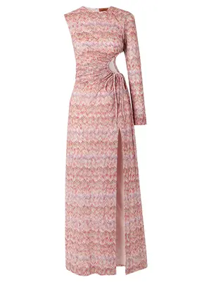 Missoni One-sleeve Crochet-knit Maxi Dress - Pink