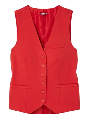 Staud Brett Twill Vest - Red