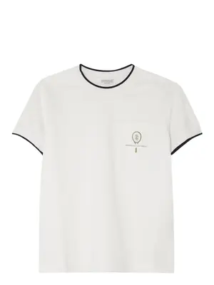 Brunello Cucinelli Tennis Piped Embroidered T-shirt - White