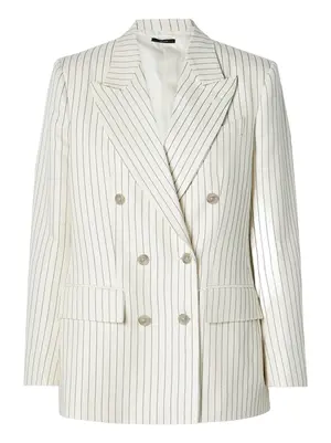 TOM FORD Double-breasted Pinstripe Wool-blend Twill Blazer - White