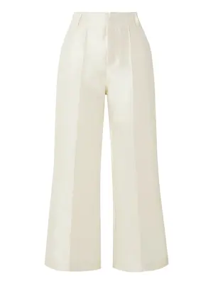 DESTREE Yoshitomo Pleated Faille Wide-leg Pants - White
