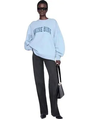 ANINE BING Miles Python Print Sweatshirt - Pale Blue