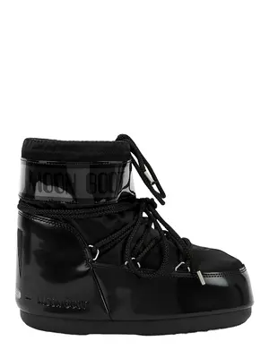 Moon Boot Icon Padded Metallic Satin Snow Boots Black