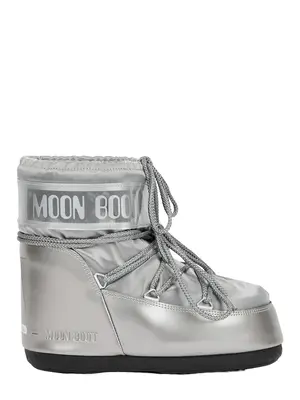 Moon Boot Icon Padded Metallic Satin Snow Boots - Silver