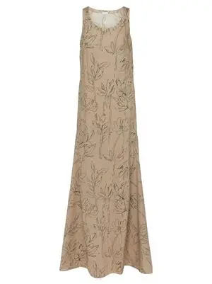Brunello Cucinelli Floral Maxi Dress - Beige