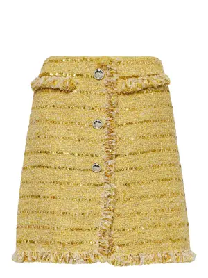 Giambattista Valli Fringed Bouclé Miniskirt - Yellow