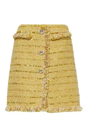 Giambattista Valli Fringed Bouclé Miniskirt - Yellow