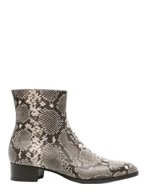 SCAROSSO Warren Python-print Chelsea Boots - Neutrals