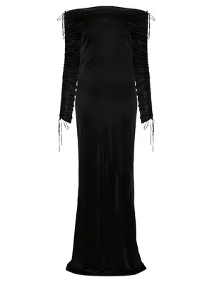 Atlein Off-shoulder Ruched Gown - Black
