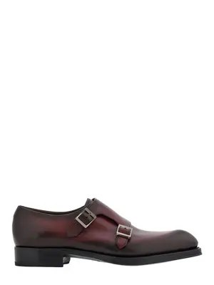 FERRAGAMO Tramezza Double-monkstrap Leather Shoes - Red