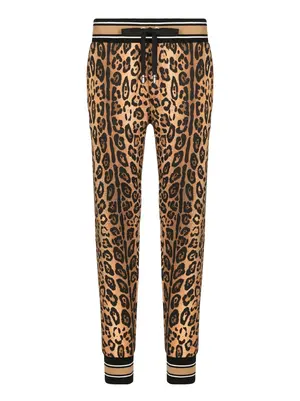 Dolce & Gabbana Leopard-print Cotton Track Pants - Brown