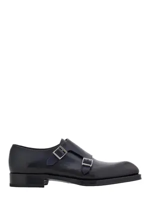 FERRAGAMO Tramezza Double-monkstrap Leather Monk Shoes - Blue