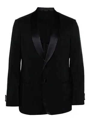 Giorgio Armani Crease-effect Single-breasted Blazer - Blue