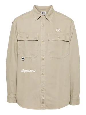 AAPE BY *A BATHING APE® Logo-appliqué Denim Shirt - Brown