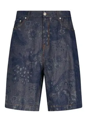 Etro Jacquard Denim Bermuda Shorts - Blue