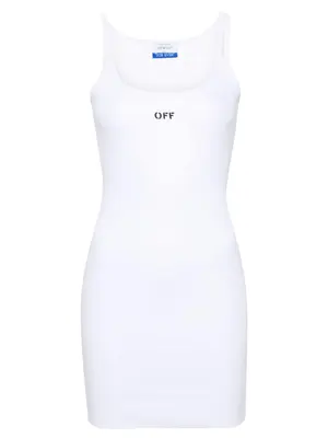 Off-White Logo-print Ribbed Minidress - White