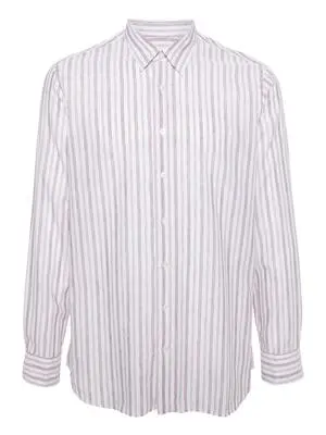 LARDINI Halo-stripe Classic-collar Shirt - Pink