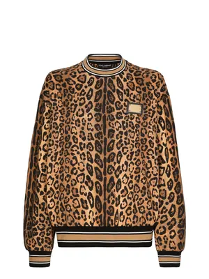 Dolce & Gabbana Leopard-print Cotton Sweatshirt - Brown