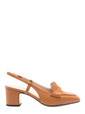 SCAROSSO Bianca 60mm Leather Pumps - Brown