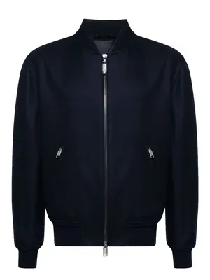 Brioni Brushed-effect Twill Bomber Jacket - Blue