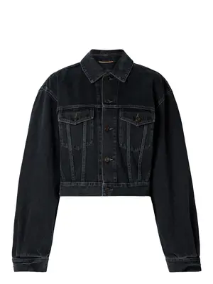 Saint Laurent Cropped Denim Jacket - Blue