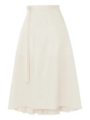 JOSEPH Alix Cotton Midi Wrap Skirt Ecru